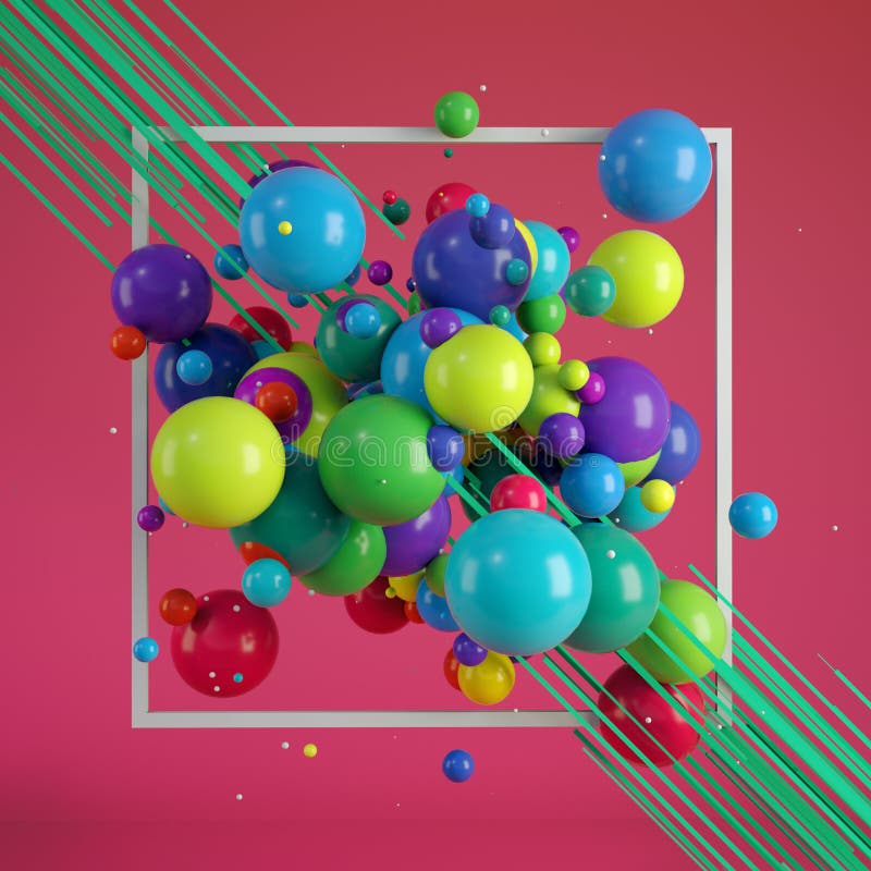 Multicolored Decorative Balls. Abstract Illustration. 3D Rendering ...