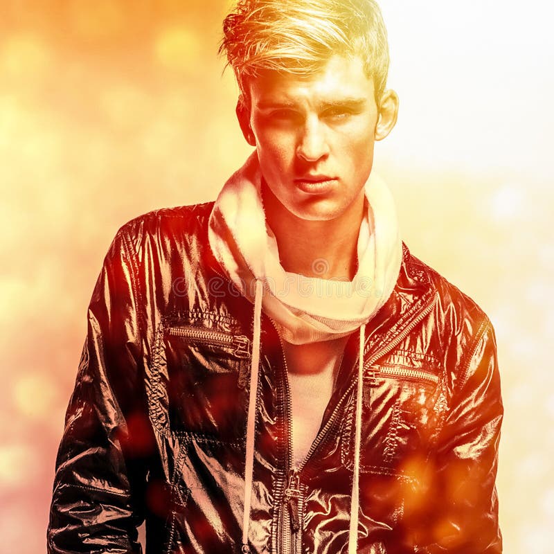 Multicolored Digital Painted Image Portrait of Elegant Young Handsome ...