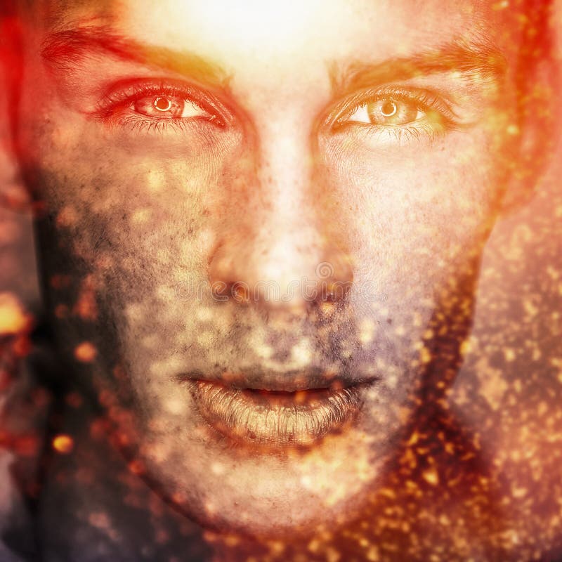 Multicolored Digital Painted Image Portrait of Elegant Young Handsome ...