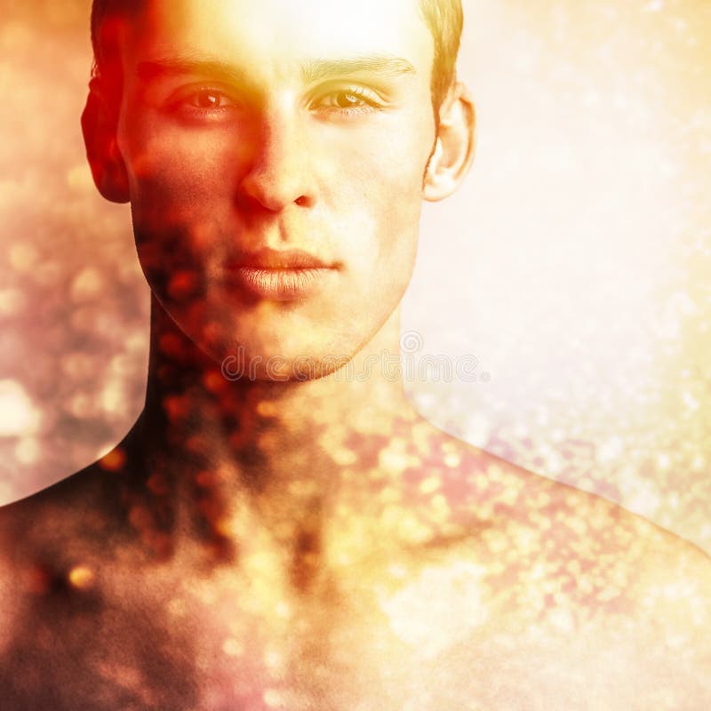 Multicolored Digital Painted Image Portrait of Elegant Young Handsome ...
