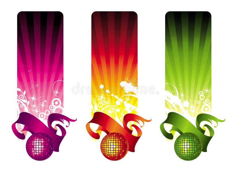 Multicolored disco banners stock vector. Illustration of circles - 5197679