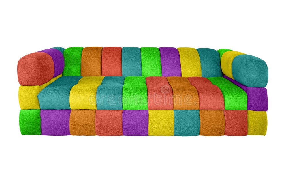 Multicolored Disco Couch Isolated on White Background, Abstract Empty ...