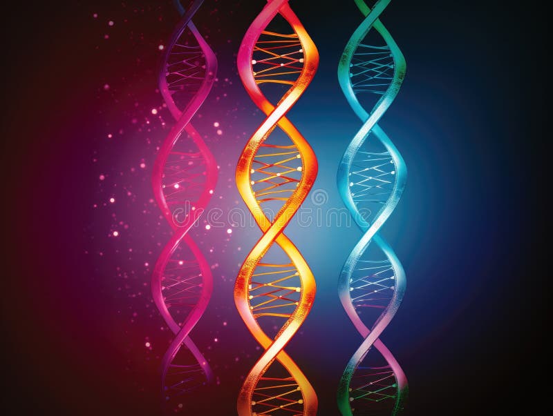Ai, Ai Generated Multicolored DNA Chain on Dark Background ...
