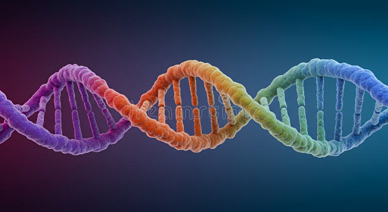 Multicolored Dna Double Helix Strand Against a Gradient Background ...