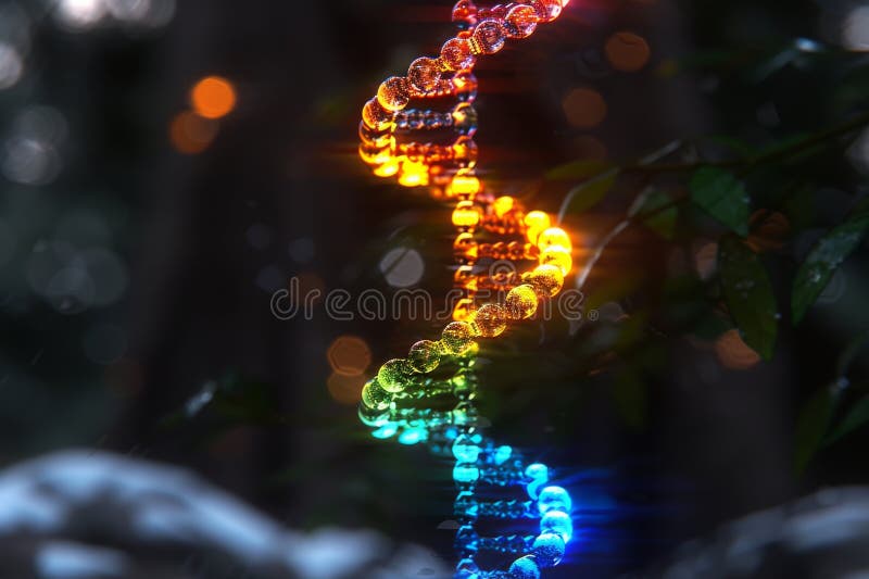 Multicolored DNA Strand Winds through a Natural Setting, Blending ...