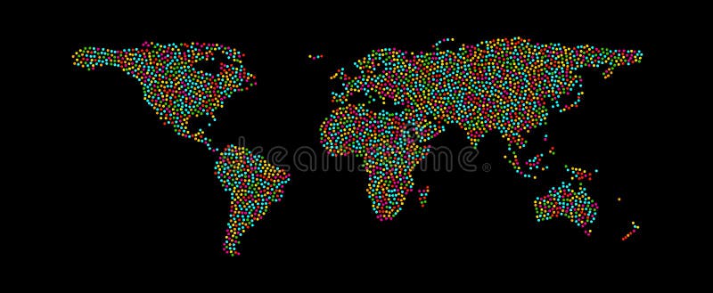 Multicolored Dots World Map. Easy Colors Change. Abstract World Map ... Multicolored Dots World Map. Easy Colors Change. Abstract World Map ...