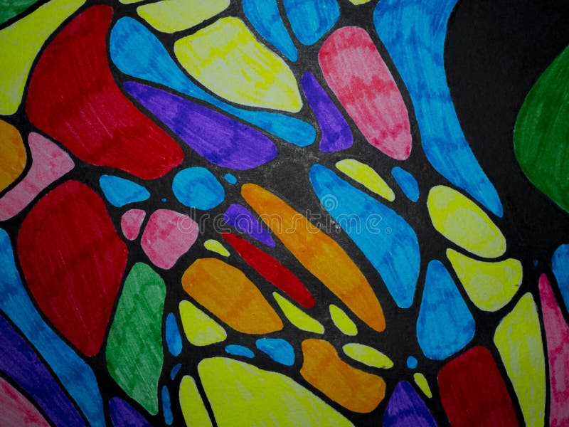 Multicolored Drawing with Felt-tip Pen on a Paper Stock Illustration ...