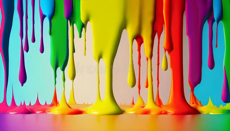Multicolored Dripping Paint. Stock Illustration - Illustration of pour ...