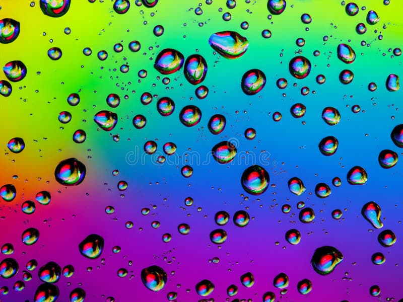 Multicolored Drops on the Glass. Dew with a Bright Color Stock ...