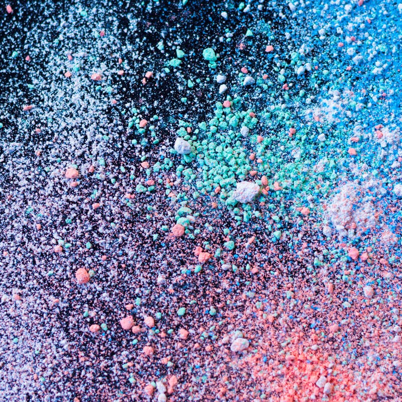 Multicolored Dust Particles Splattered on Black Background Stock Image ...