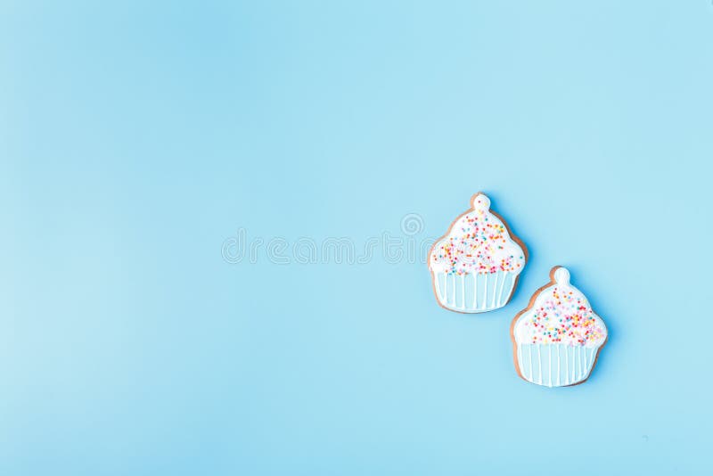 Multicolored Easter Decorated Cookies on a Bright Blue Background Stock ...
