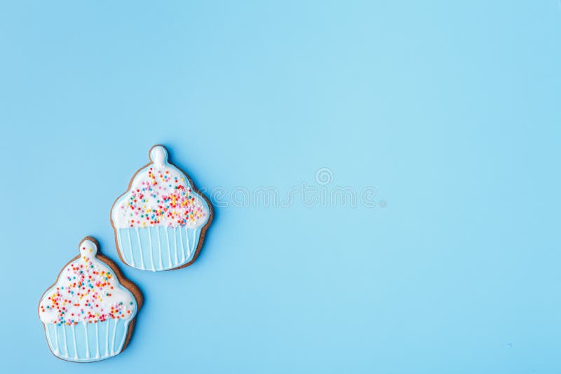 Multicolored Easter Decorated Cookies on a Bright Blue Background Stock ...