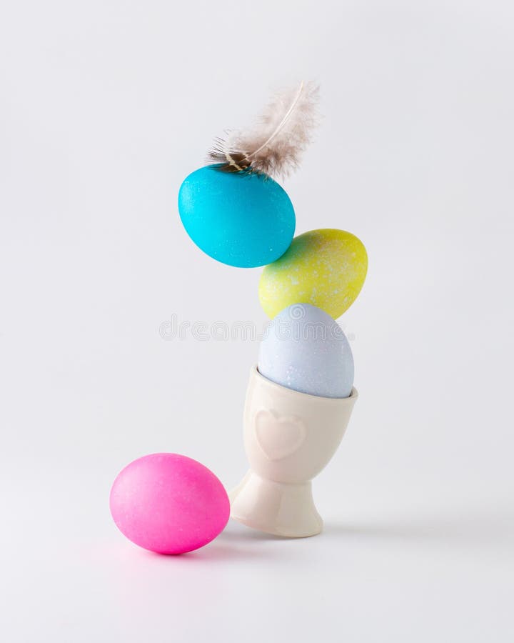 Multi-colored Eggs for Easter are Balancing on a Stand Stock Image ...