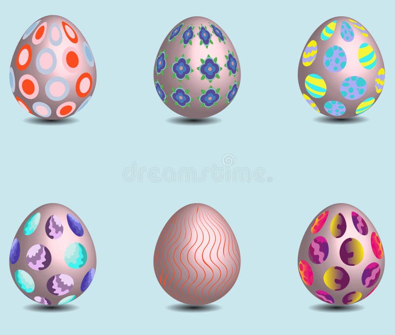 Multicolored Easter Eggs Set, Celebration Elements, Ornate Symbols of ...