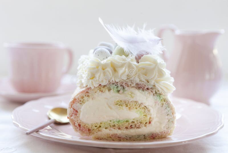 Multicolored Easter Sweet Roll Cake Stock Photo - Image of layer, swirl ...