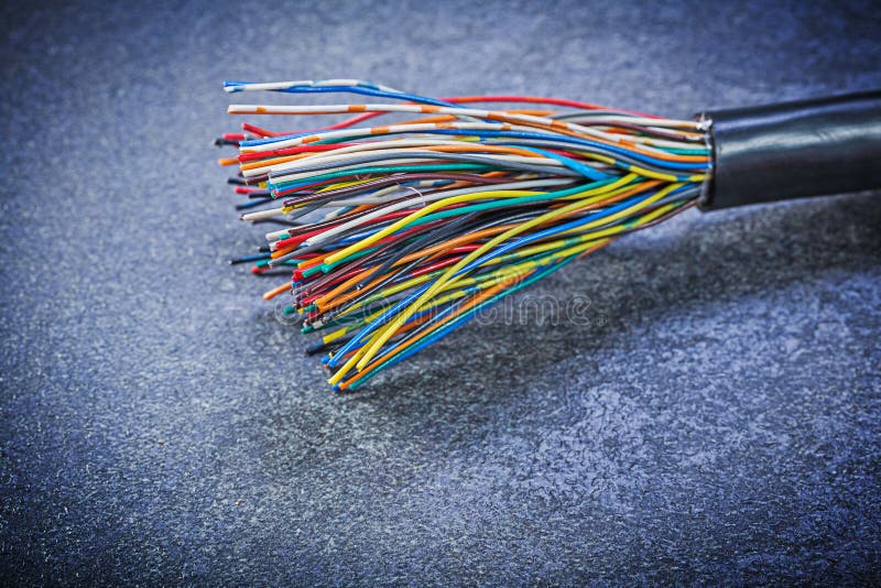 Multicolored Electric Cables on Black Background Electricity Con Stock ...