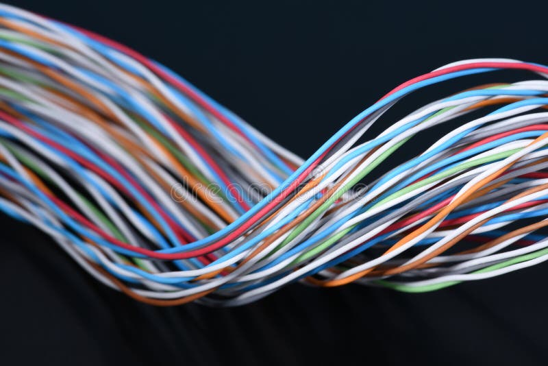 Multicolored Electrical Cable on Dark Background Stock Photo - Image of ...