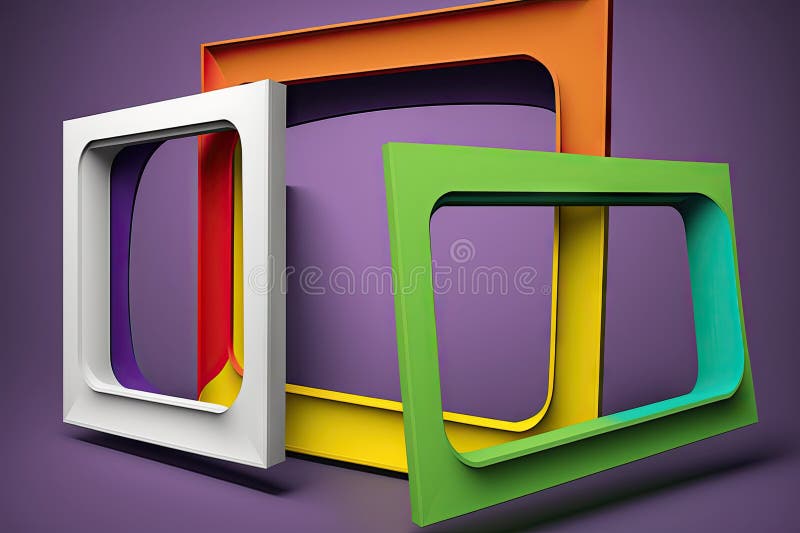 Multicolored Empty Rectangular Frames on a Purple Background Stock ...