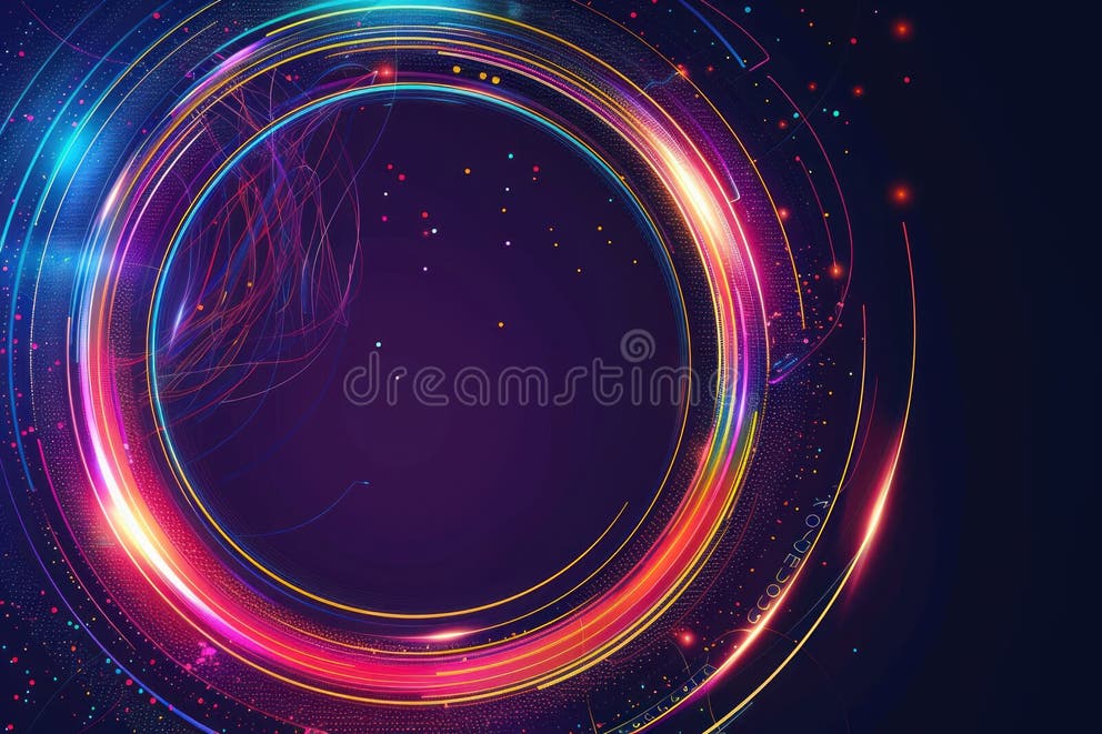 Multicolored Energy Flow Circular Shape Background Stock Illustration - Illustration of glowing ...
