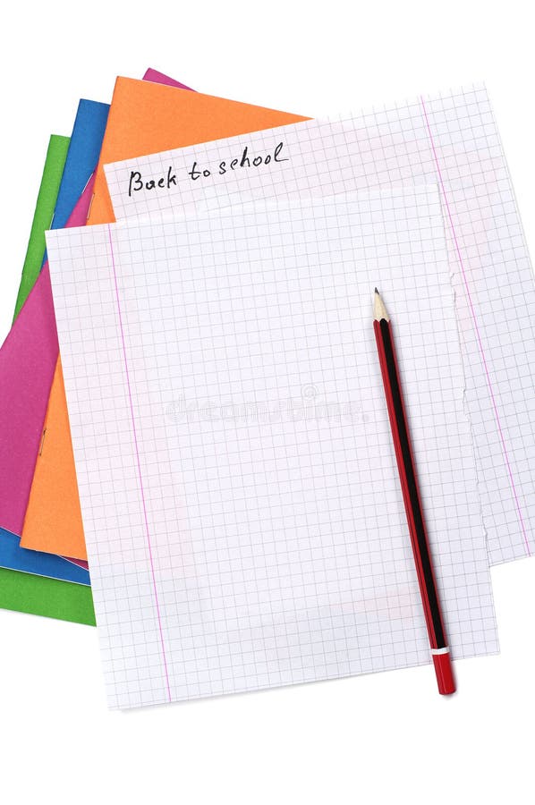 Multicolored Exercise Books and a Clean Sheet Stock Image - Image of ...