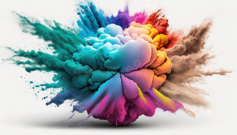 A Multicolored Explosion of Colored Powder on a White Background. Stock ...