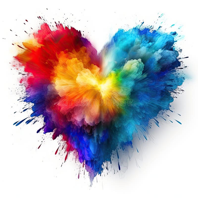 Multicolored Explosion in the Form of a Heart. Generated by AI. Stock ...