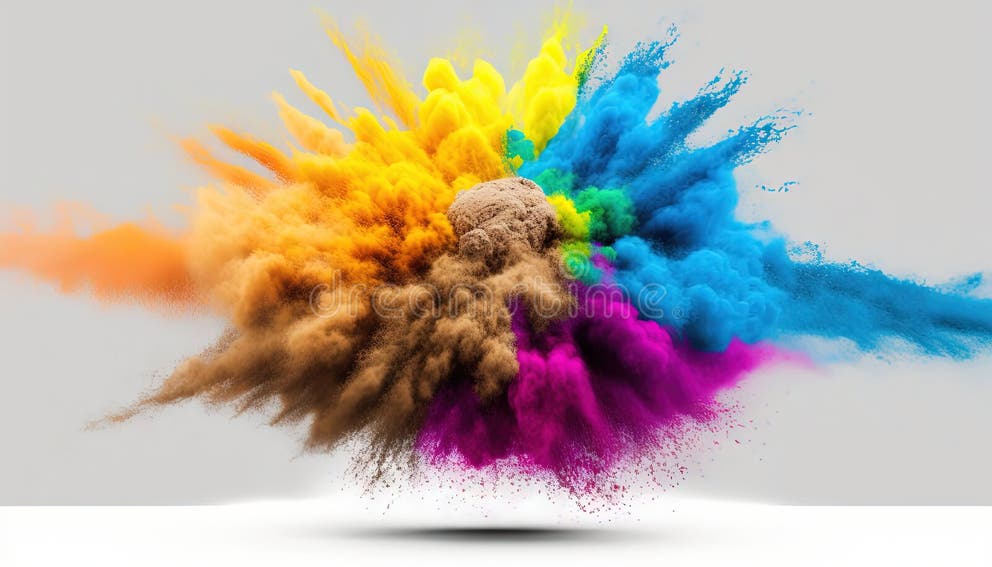 A Multicolored Explosion of Powder Flying in the Air. Stock ...