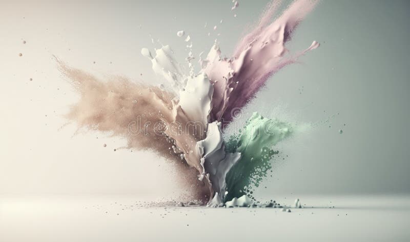 A Multicolored Explosion of Powder on a Gray Background Stock ...