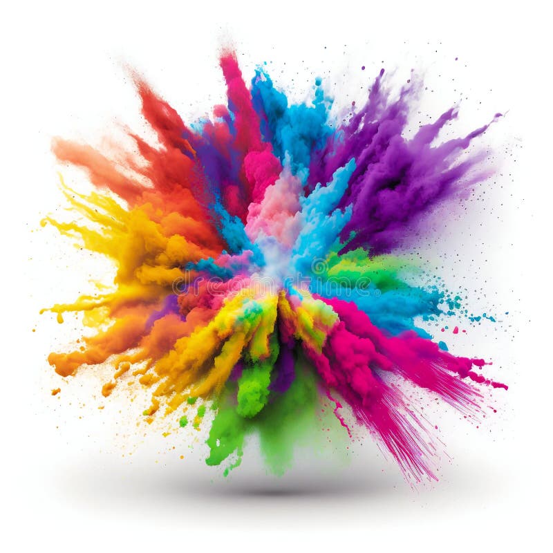 Multicolored Explosion of Rainbow Holi Powder Paint. Generative AI ...