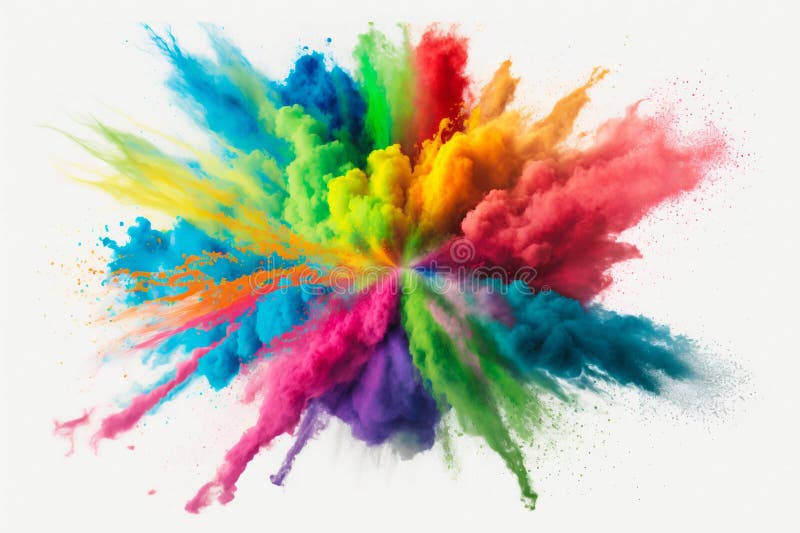 Multicolored Explosion of Rainbow Holi Powder Paint. Generative AI ...