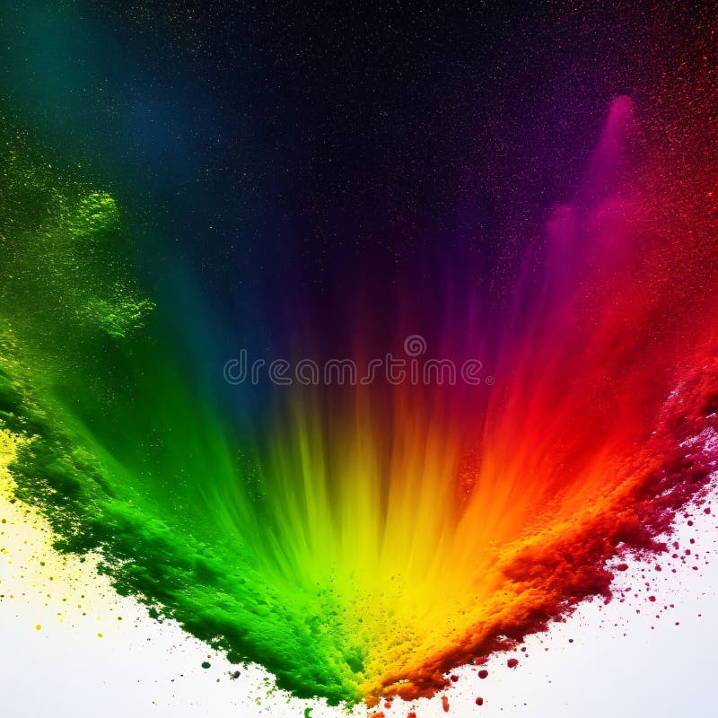 Multicolored Explosion of Rainbow Holi Powder Paint Isolated on White ...