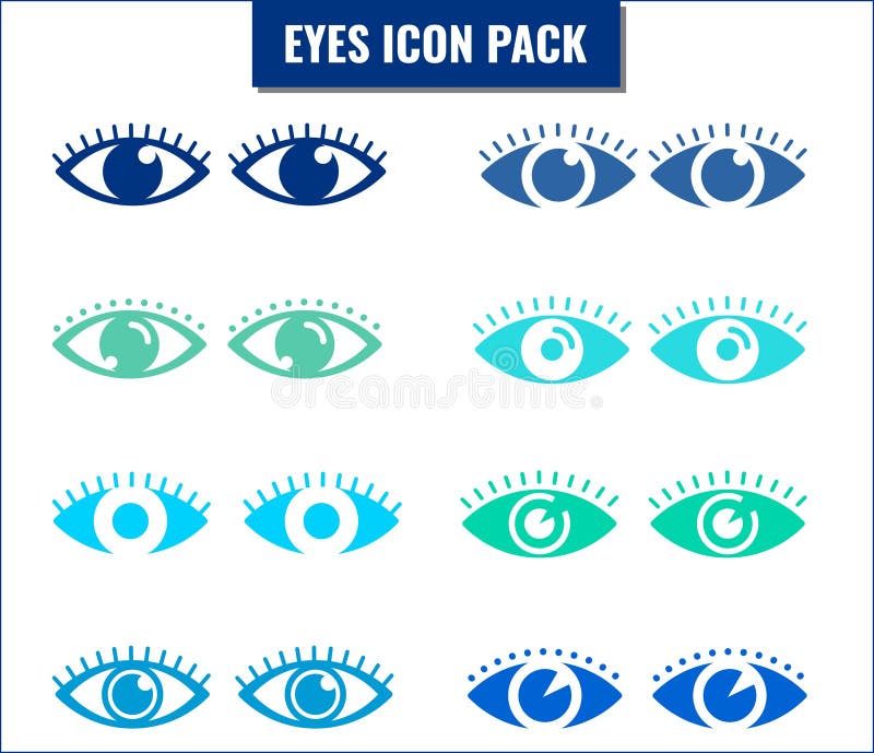 Multicolored Eyes Icon Set stock vector. Illustration of simple - 244968601