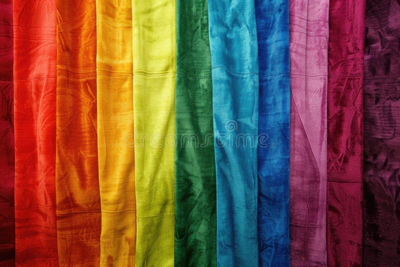 Multicolored Fabric Panels Present a Vivid Spectrum Stock Photo - Image ...