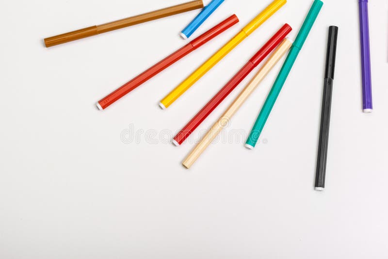 Multicolored Felt-Tip Pens Isolated on a White Background Stock Photo ...