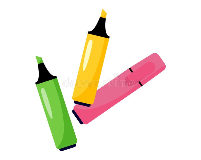 Multicolored Felt-tip Pens. Three Felt-tip Pens Stock Vector ...