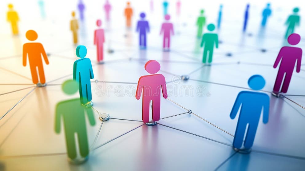 Multicolored Figures Network Connection Symbolizing Diverse Digital ...