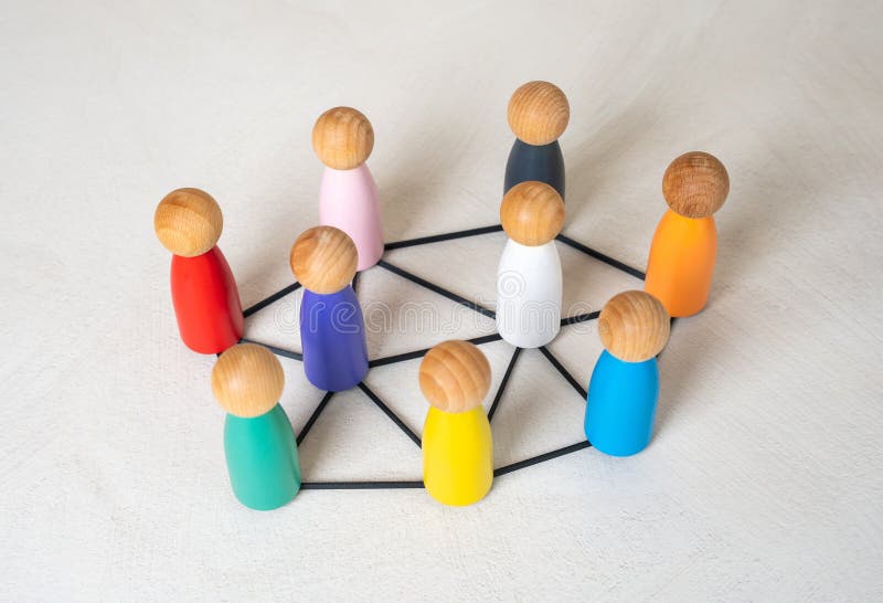 Multicolored Figures of People are Connected by Lines. Multiculturalism ...