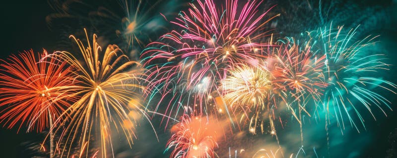 Multicolored Fireworks Lighting Up the Sky with a Festive Burst ...