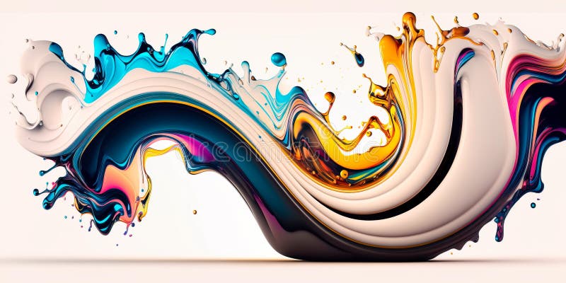 Multicolored Fluid Splash, Swirl on White. Luxury Multicolored Flow ...
