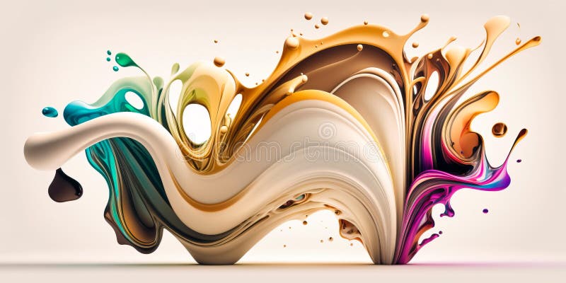Multicolored Fluid Splash, Swirl on White. Luxury Multicolored Flow ...