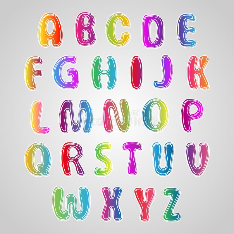Multicolored Font Set Of Colorful Letters Stock Vector Illustration