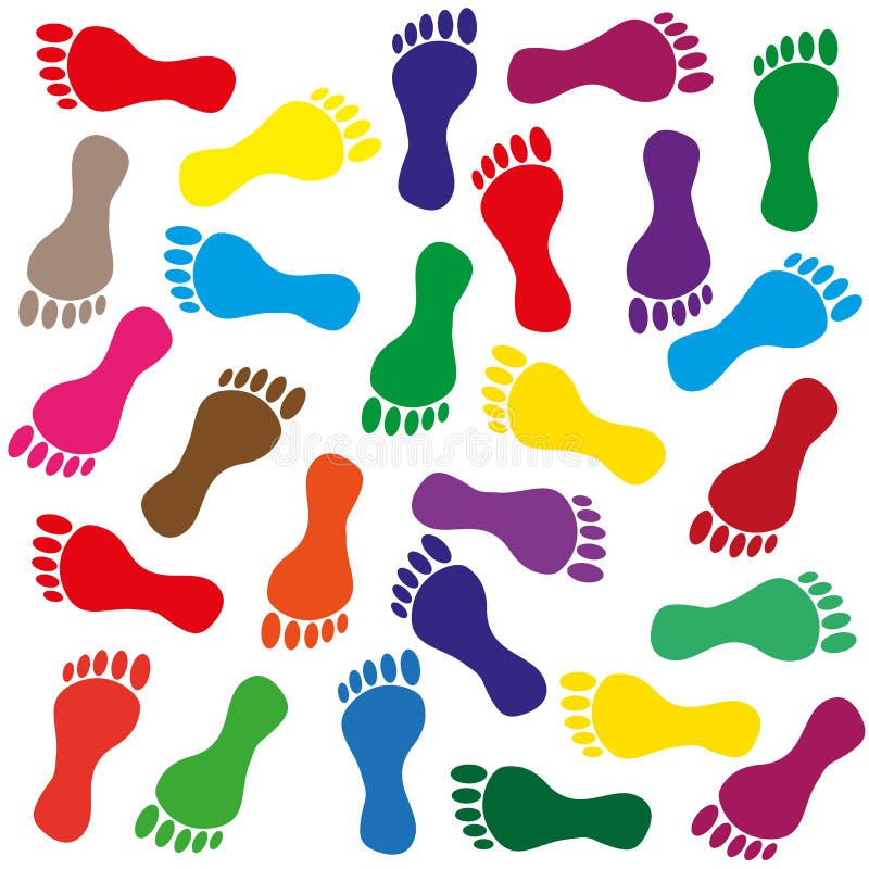Multicolored Foot Prints Texture Stock Vector - Illustration of body ...
