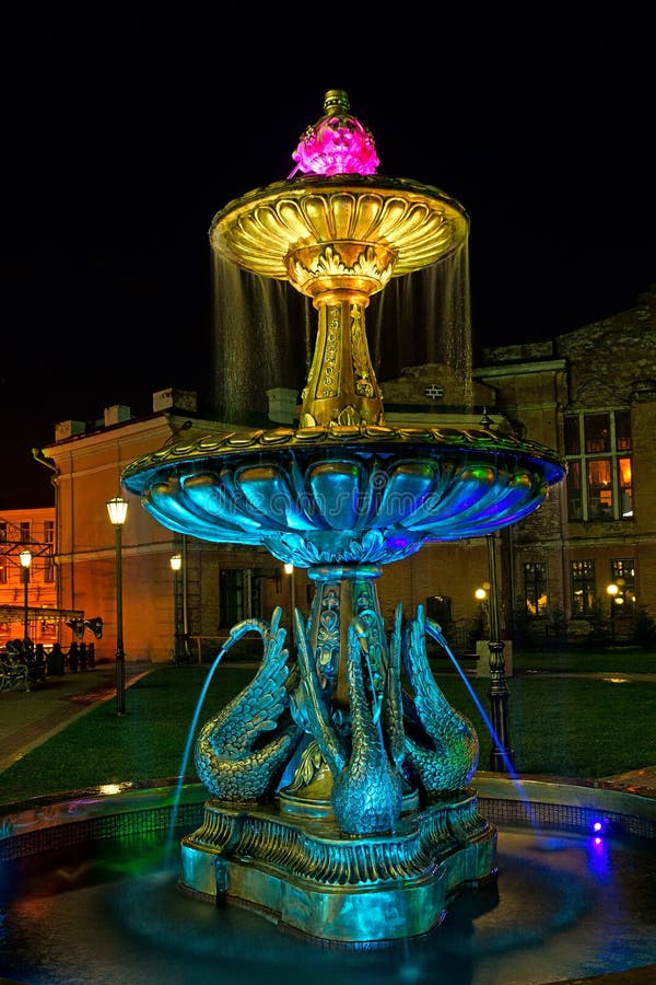 Multicolored Fountain in Square Stock Photo - Image of lamp, irkutsk ...