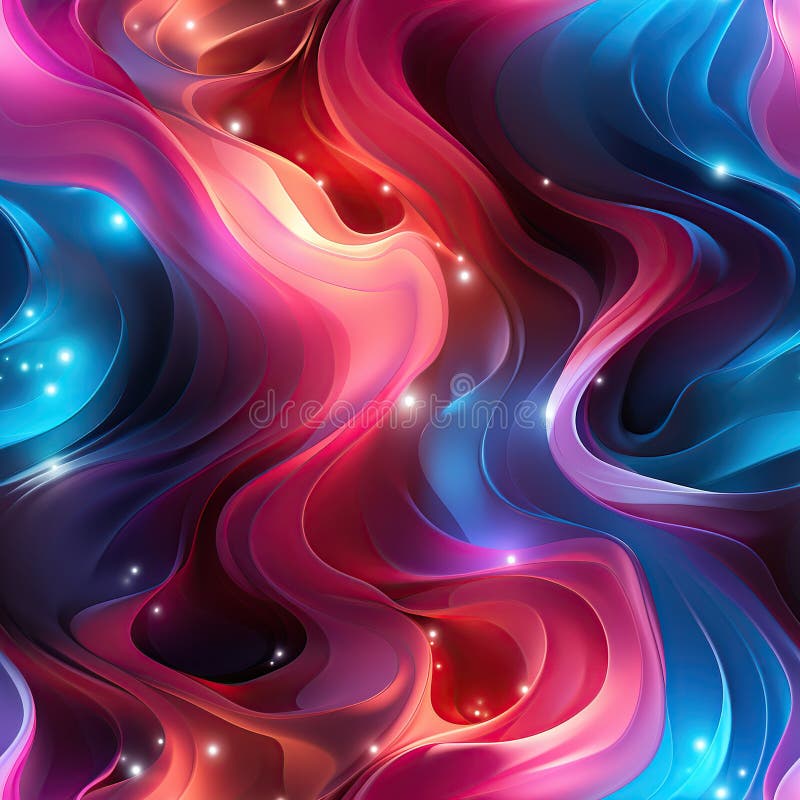 Multicolored Futuristic Background with Wavy Seamless Pattern with Neon ...