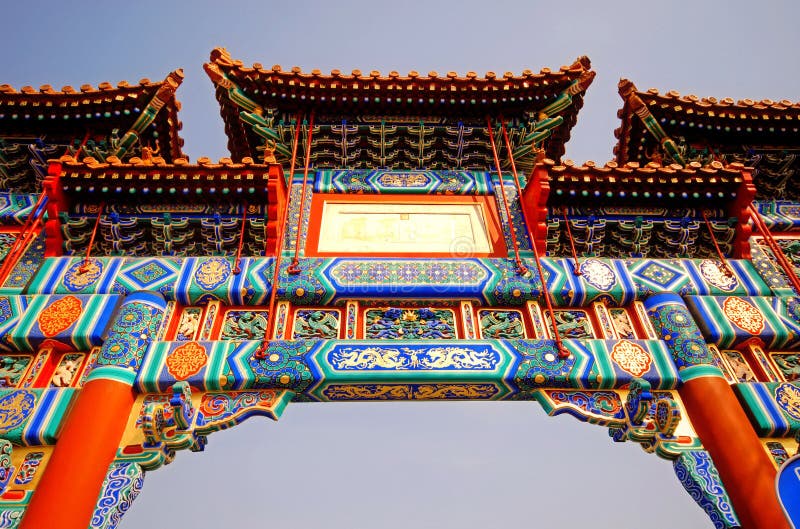Old Gate in the Temple of Heaven, Beijing. Stock Image - Image of ...
