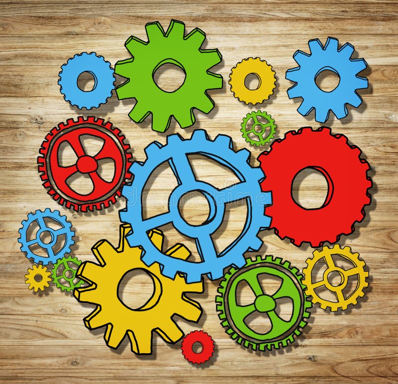 Multicolored Gears in Photo and Illustration Stock Image - Image of ...
