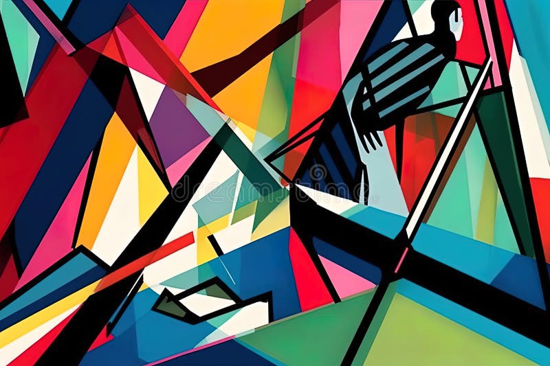 Multicolored Geometric Abstract Art in Cubism Style, AI Generative ... Multicolored Geometric Abstract Art in Cubism Style, AI Generative ...
