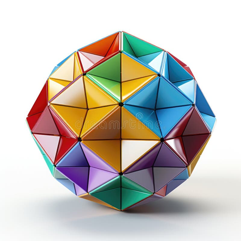 A Multicolored Geometric Object on a White Surface Stock Illustration ...