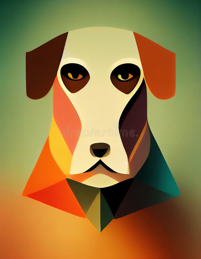 Multicolored Geometric Portrait of a Dog. Digital Illustration Based on ...