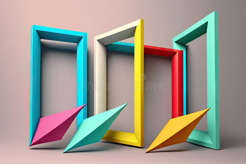 Multicolored Geometric Shapes in the Form of Frames Stock Illustration ...